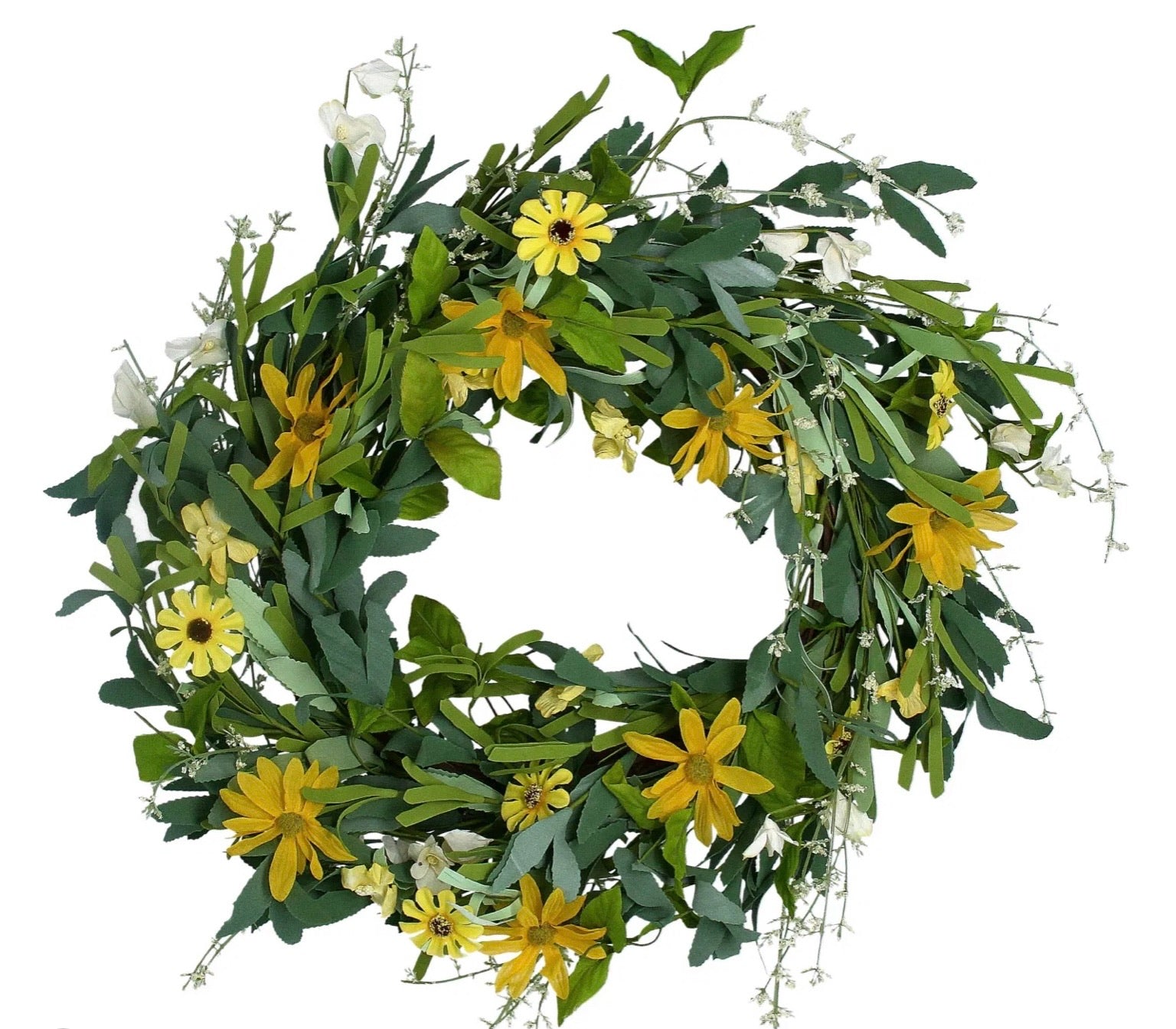 Beautiful Large Gisela Graham Faux yellow daisies and foliage wreath ...